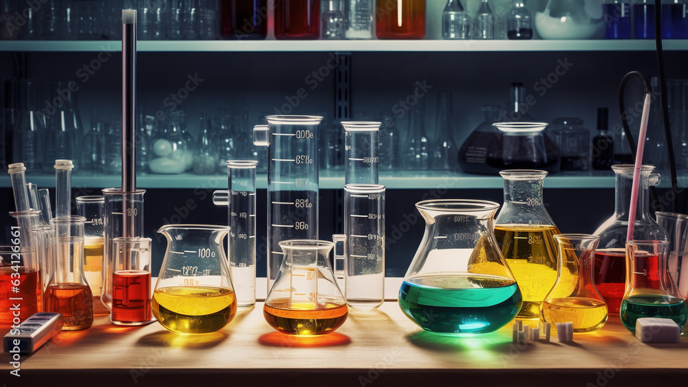 knolling, Science Lab Equipment: Test tubes, beakers, microscope, and ...