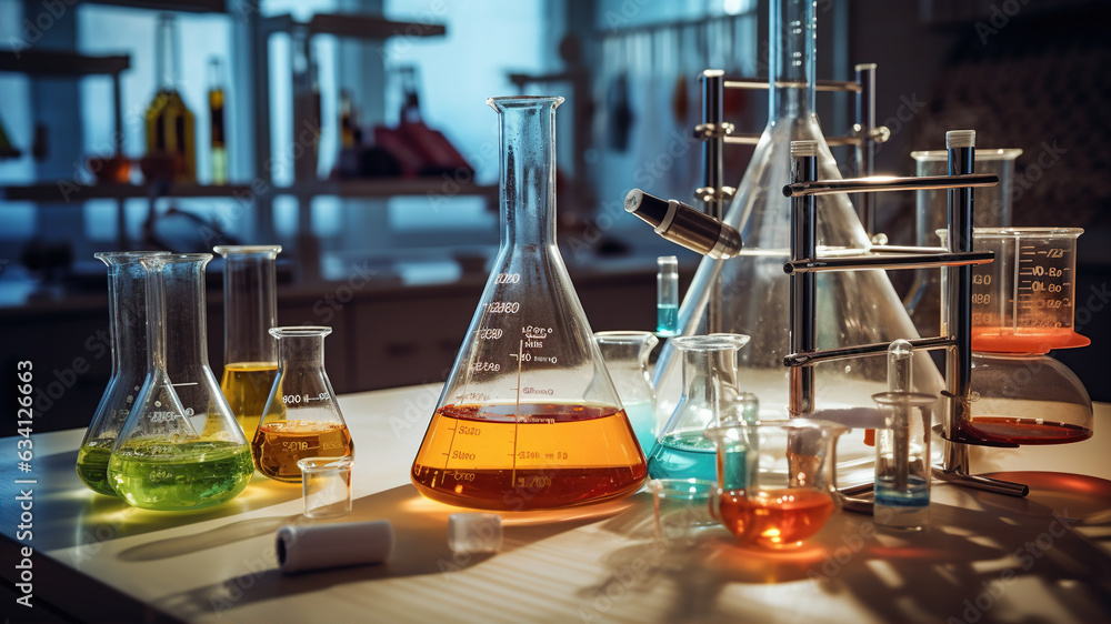 knolling, Science Lab Equipment: Test tubes, beakers, microscope, and ...