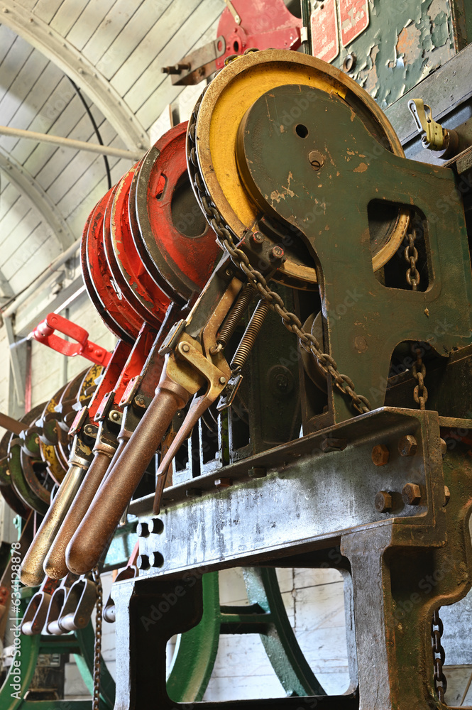 Poster Mechanical railway signalling lever frame of the signal box ...