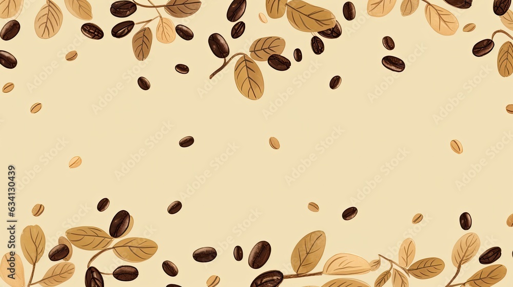 a horizontal image of illustrated coffee beans on a cream-colored ...