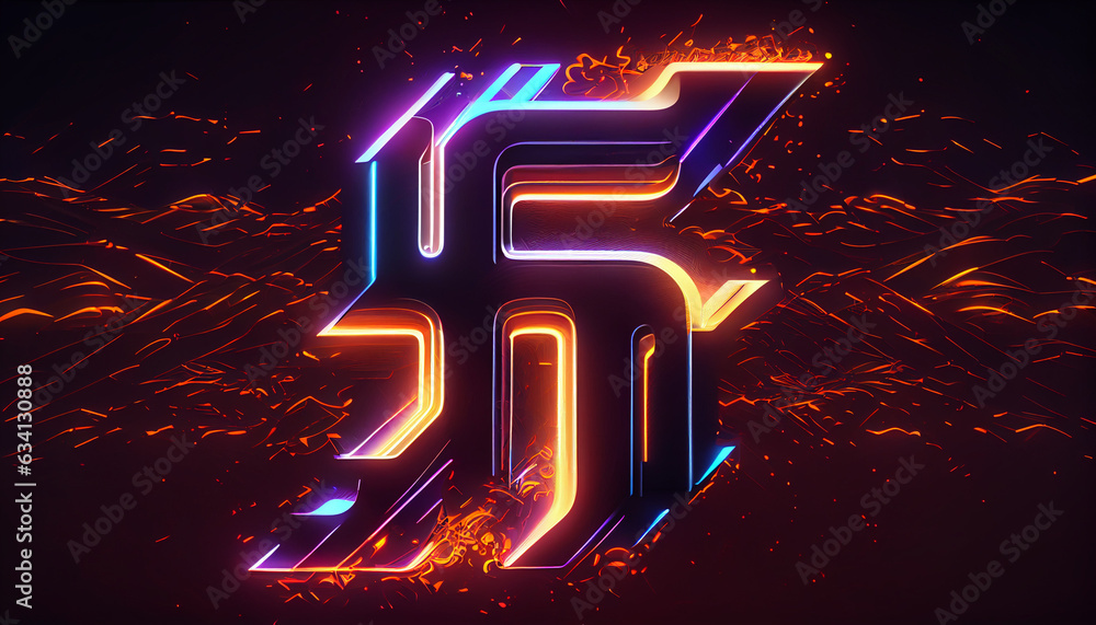 Beautiful abstract futuristic neon letter F logo, background with ...