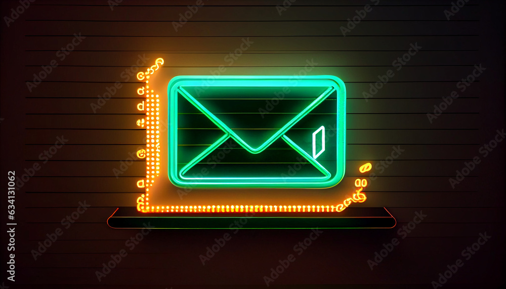 New email notification neon in the inbox receiving an alert message in ...