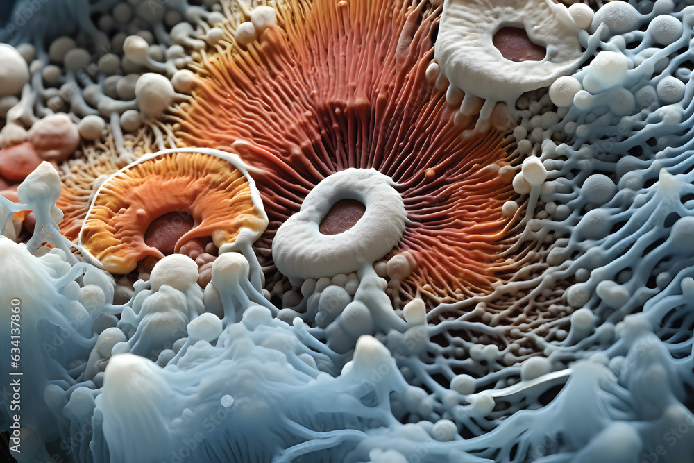 electron microscopy of fungus,pseodo color,electron microscopy. Stock ...