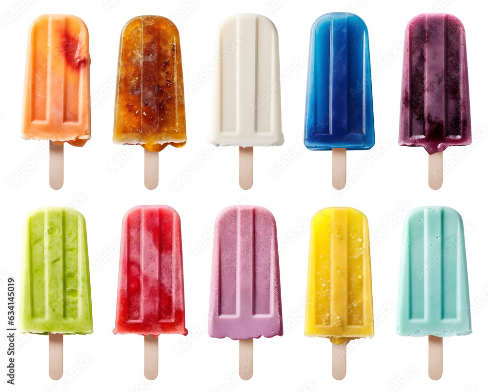 Ice popsicle lolly on transparent background cutout. PNG file. Many ...