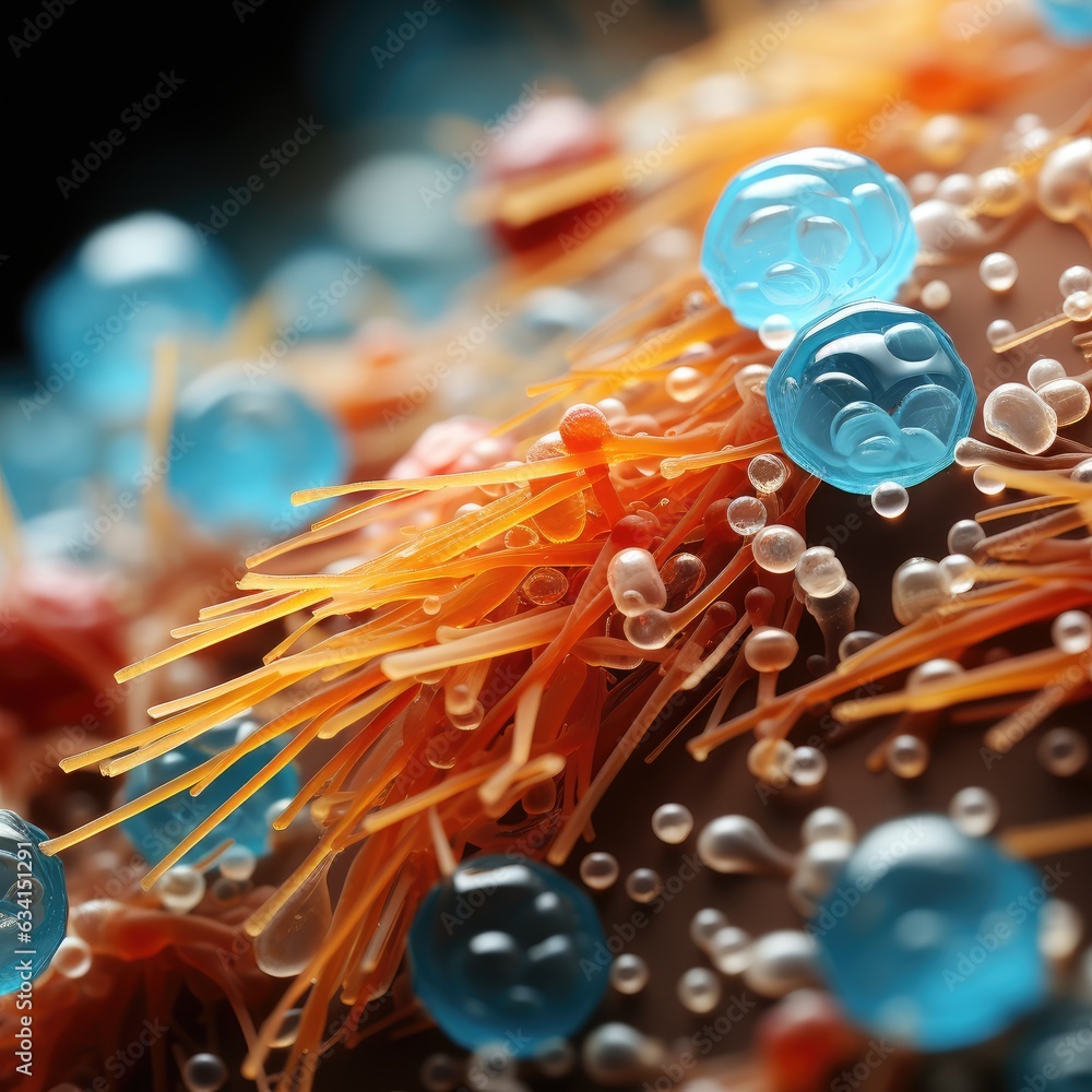 Threads of fungus and bacteria under a microscope. Microbes and ...