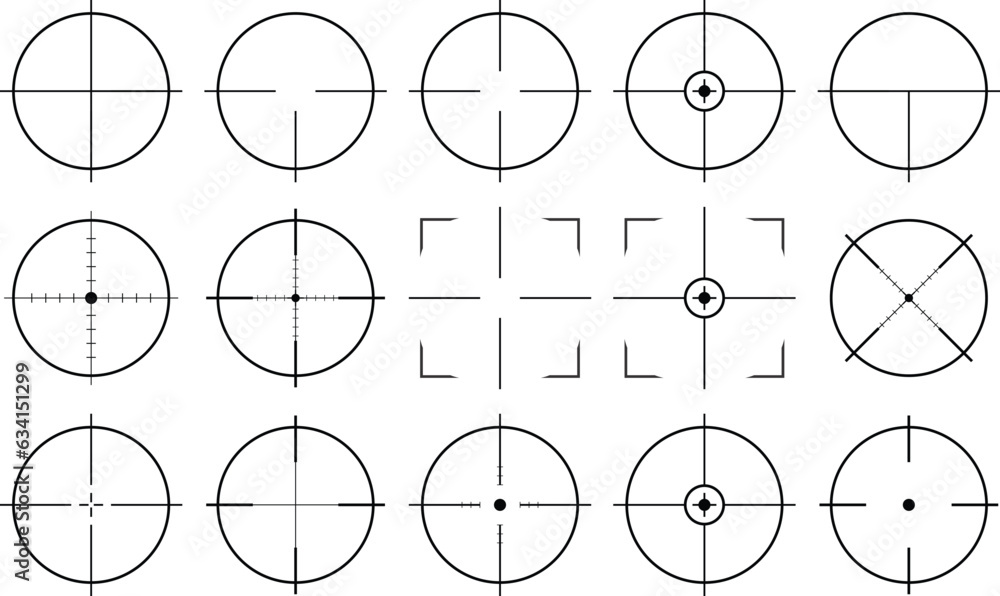 Pack of sniper rifle aims isolated. Crosshairs target choose ...