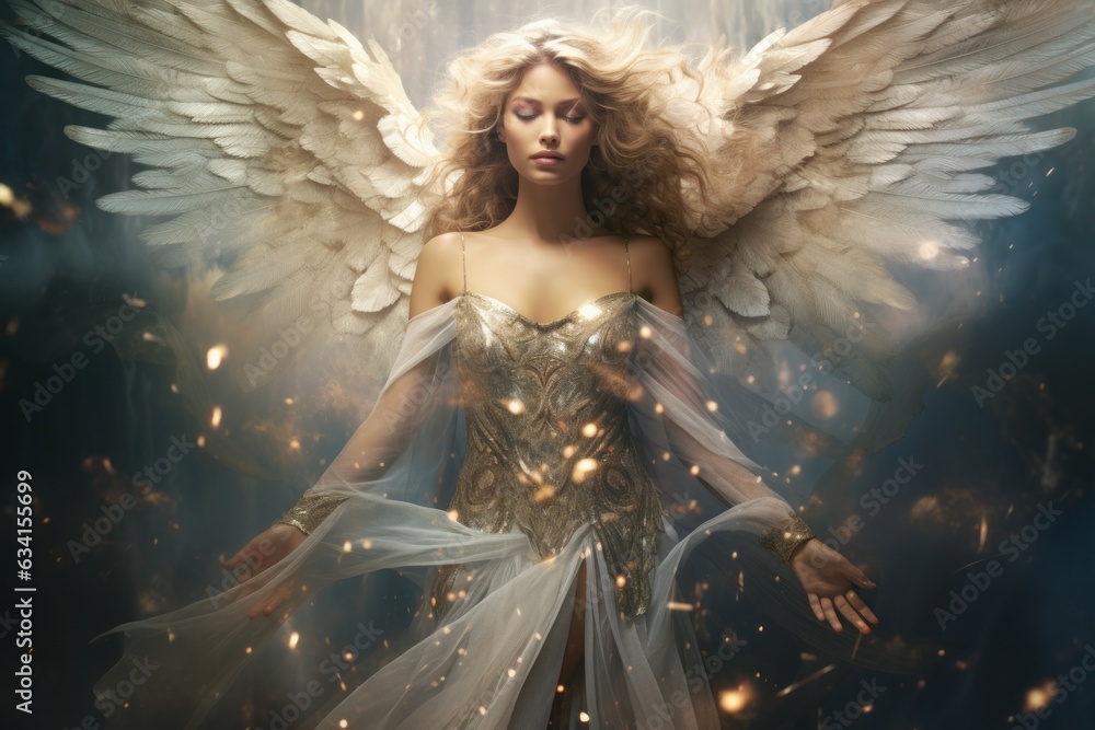 Divine angel heaven woman. Generate Ai Stock Illustration | Adobe Stock