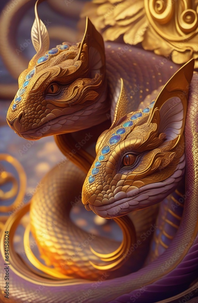 Naga - A serpent-like creature that is often depicted with the head of ...