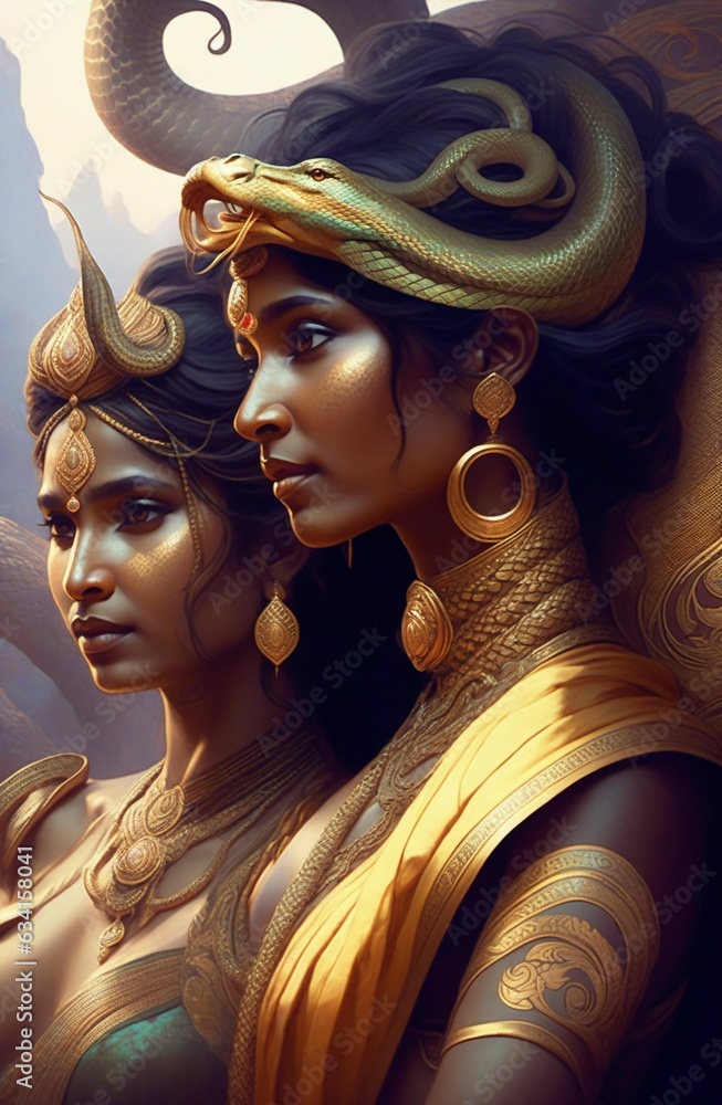 Naga - A serpent-like creature that is often depicted with the head of ...