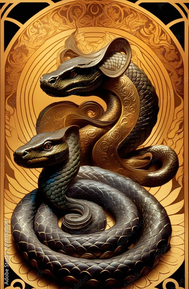 Naga - A serpent-like creature that is often depicted with the head of ...