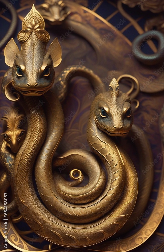 Naga - A serpent-like creature that is often depicted with the head of ...