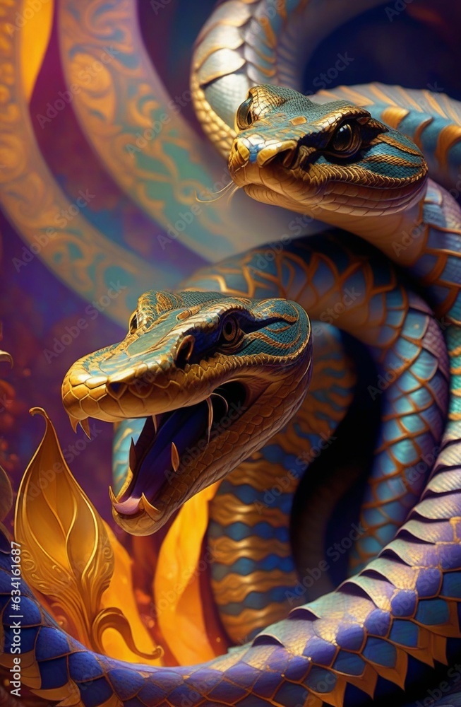Naga - A serpent-like creature that is often depicted with the head of ...