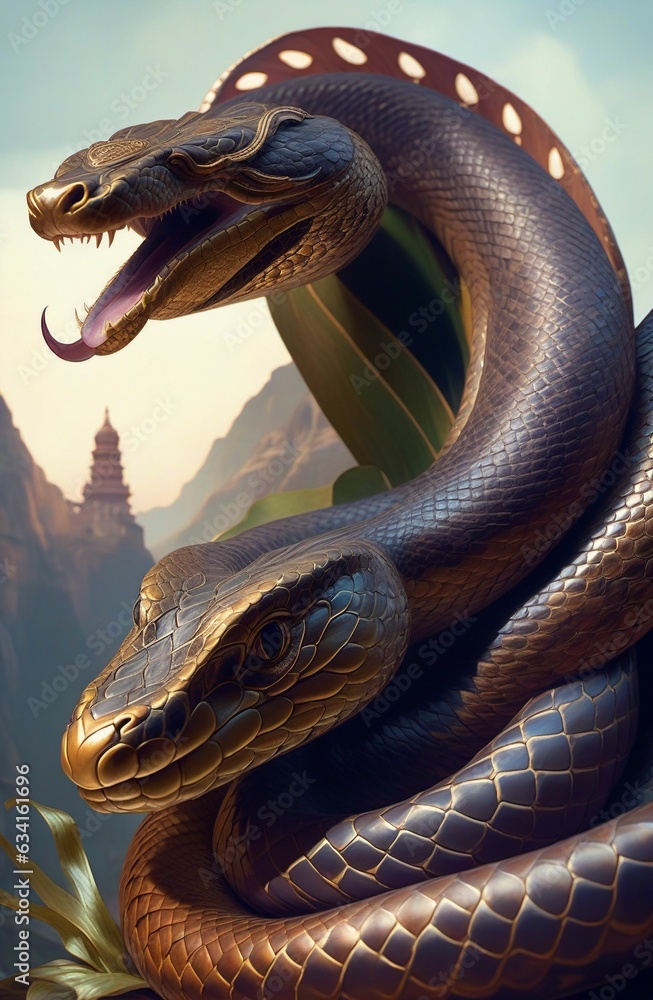 Naga - A serpent-like creature that is often depicted with the head of ...
