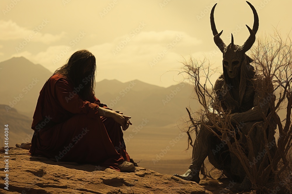 Jesus Christ in the desert, Jesus is tempted by the devil, AI ...