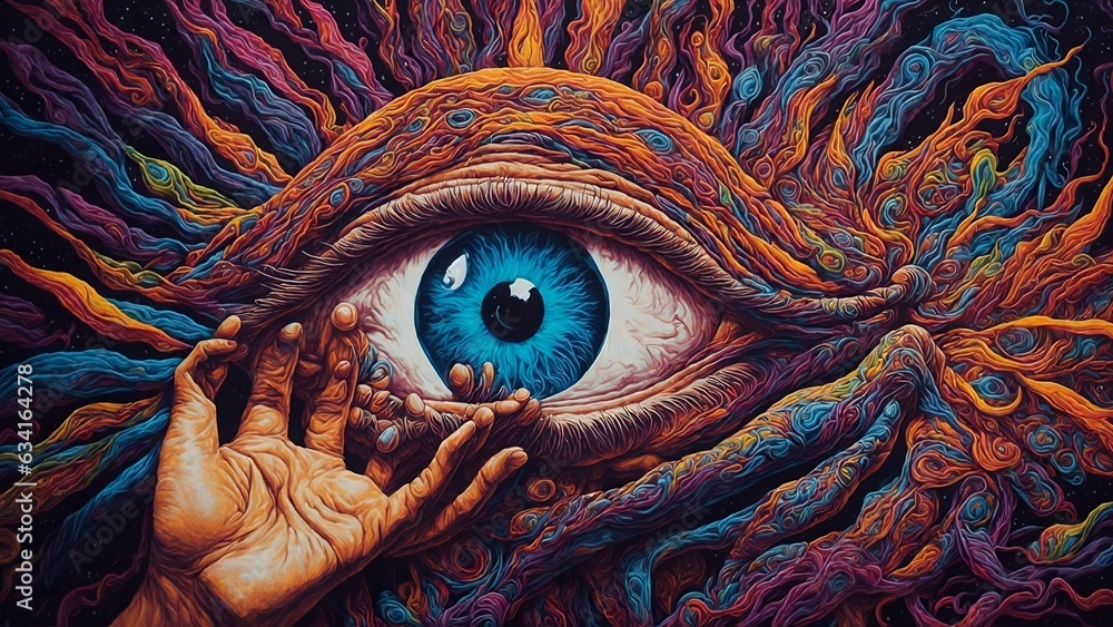 Psychedelic eye with hands, psychedelic art, LSD and DMT Stock ...