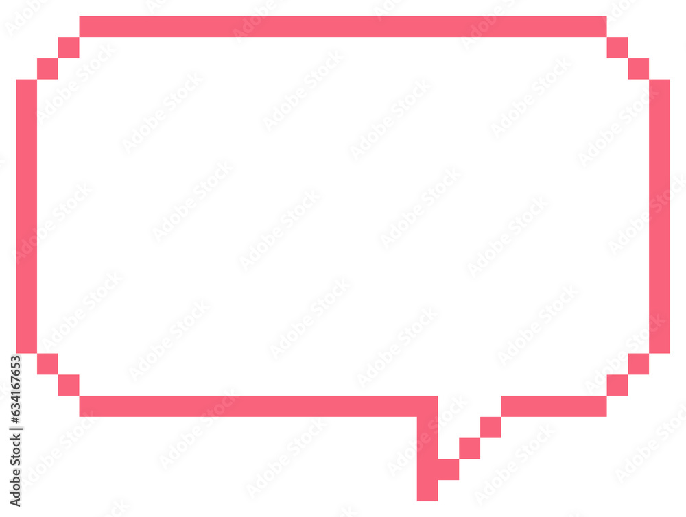 8bit retro game pixel speech bubble balloon pink color icon sticker ...