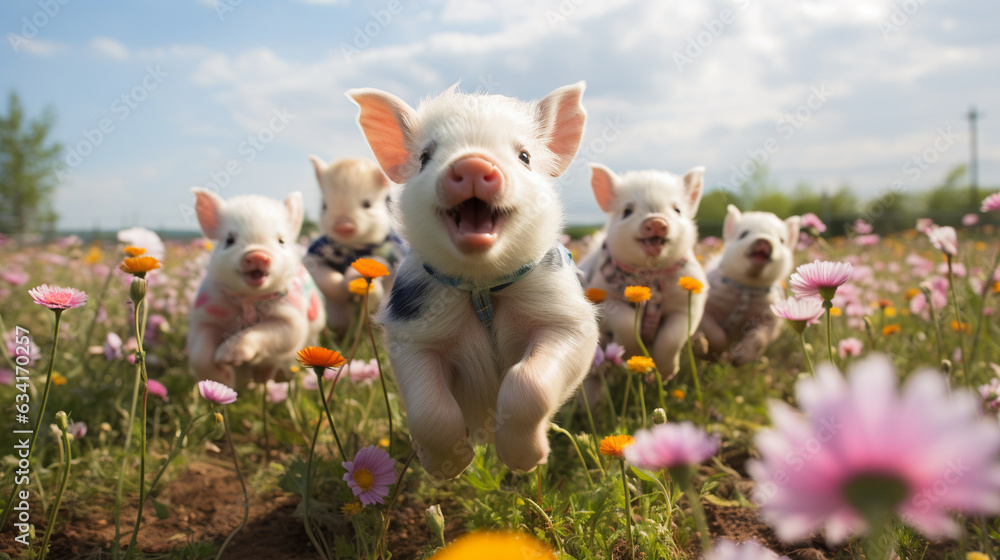 Piggy Playtime: A group of mini pigs having a hilarious playtime ...