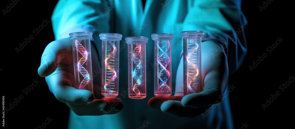 scientist holding medical testing tubes or vials of medical ...