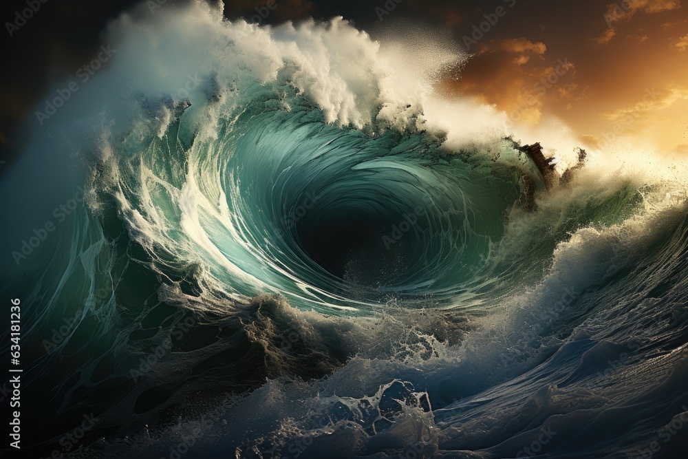 Daring the Depths: Capturing a Figure Standing Against the Mighty Ocean ...