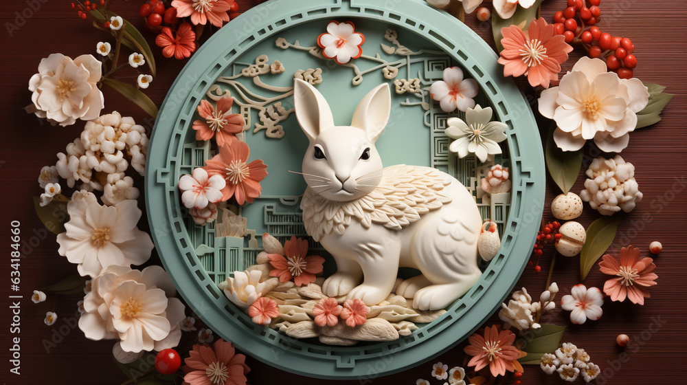 mid autumn festival Background with rabbit Stock Illustration | Adobe Stock