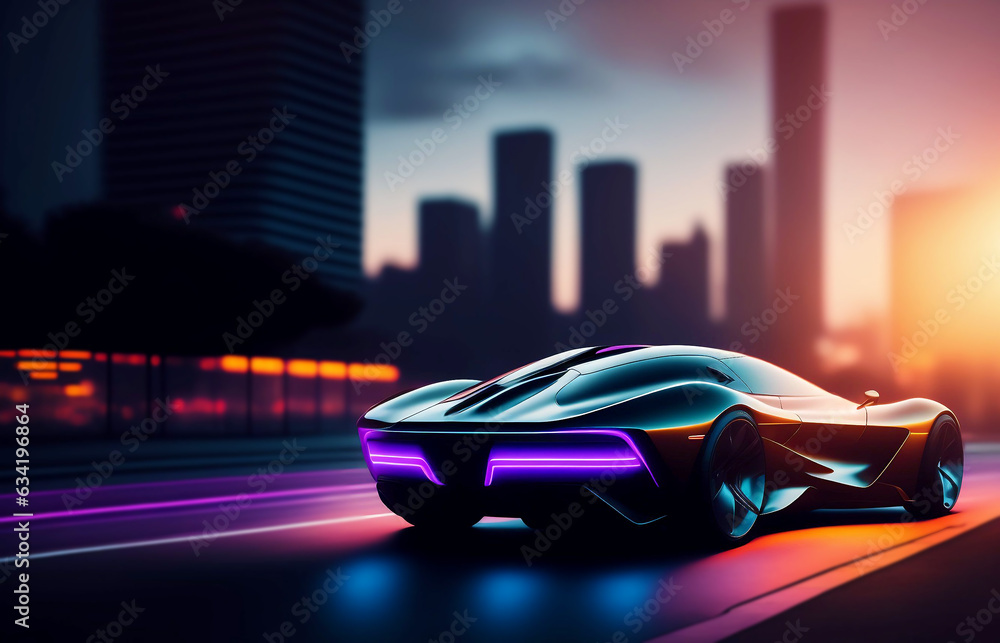 Ilustração do Stock: one Futuristic Self-Driving Van Moving on a Public ...