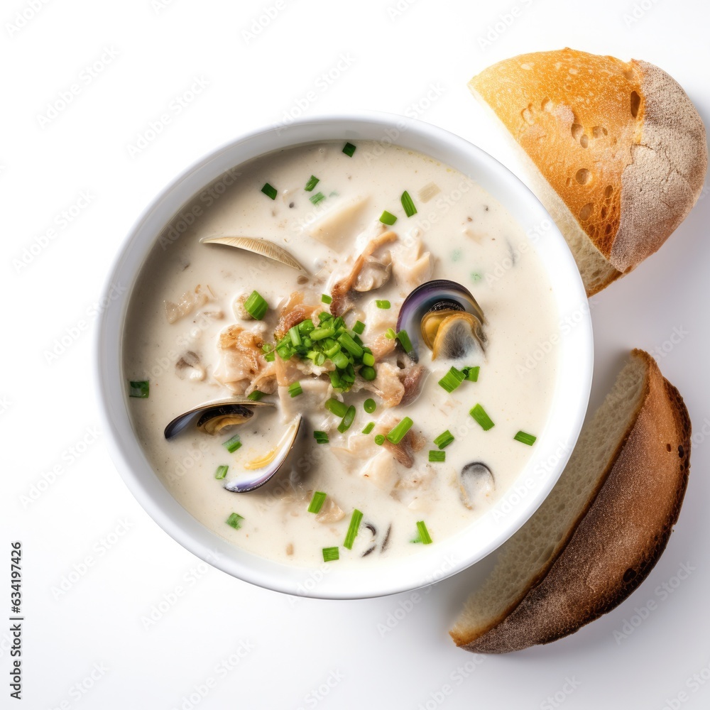 Clam Chowder on a plain white background - isolated stock pictures ...