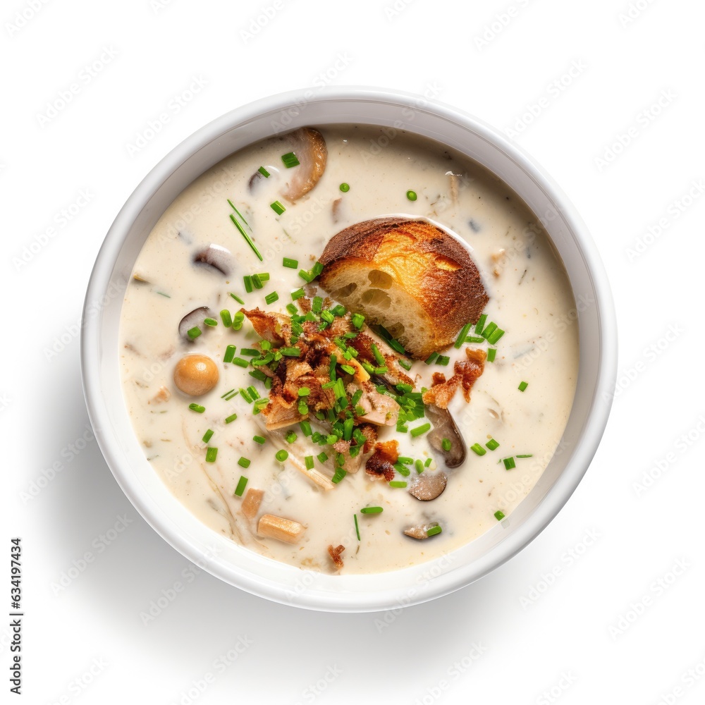 Clam Chowder on a plain white background - isolated stock pictures ...