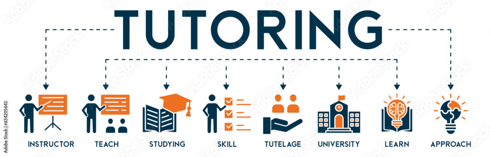 Tutoring banner web icon vector illustration concept with icon of ...