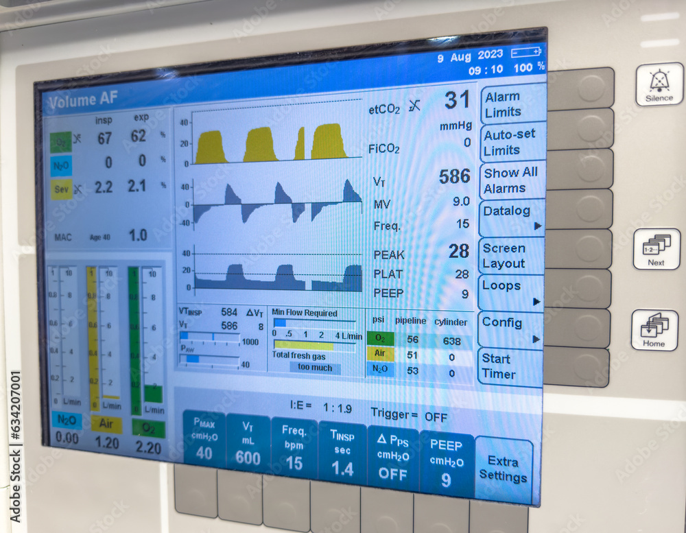 Hospital monitors display vital signs: heart rate, oxygen saturation ...