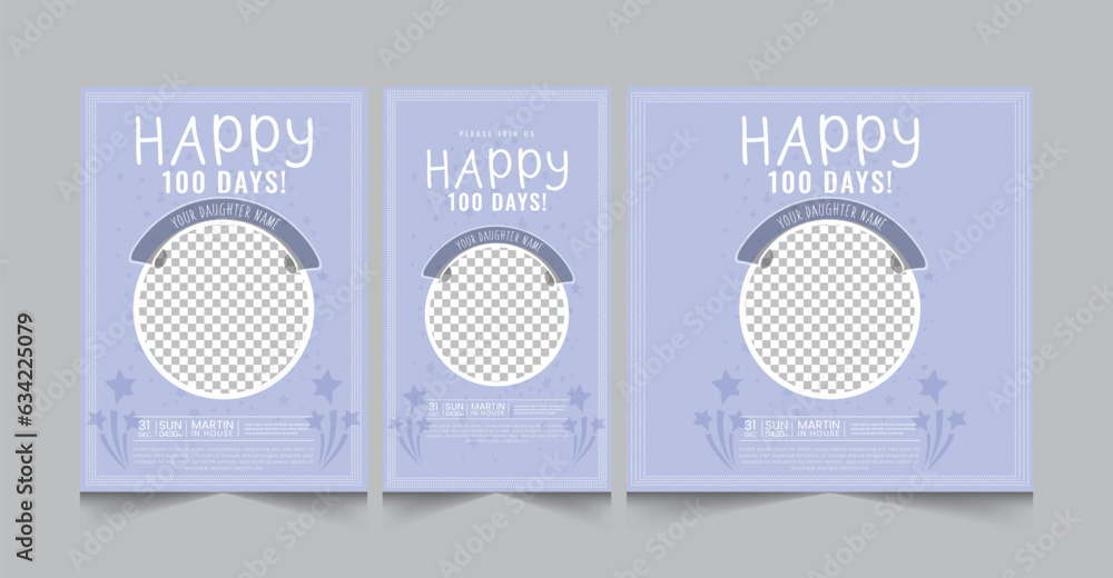 100 Days party invitation templates, baby shower poster, instagram post ...
