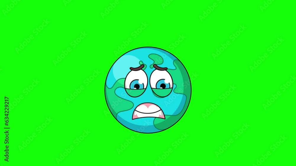 earth cartoon with face screaming in fear, emoji emoticon animation ...