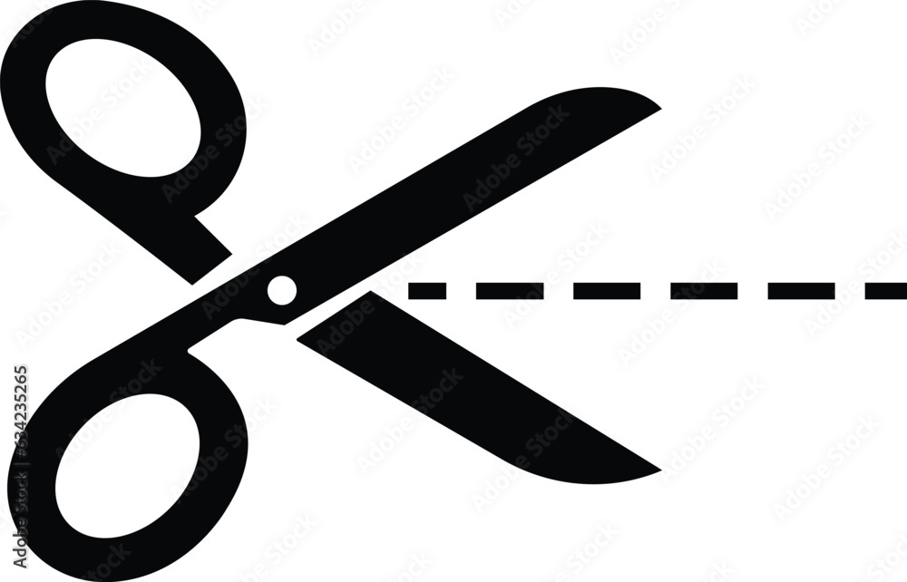 scissor icon. Scissors icon on white background. Scissors icon with cut ...