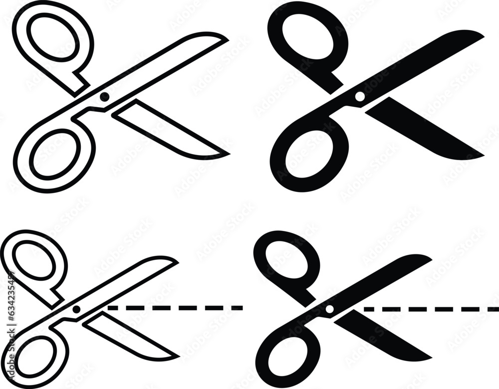 scissor icon set. Scissors icon on white background. Scissors icon with ...