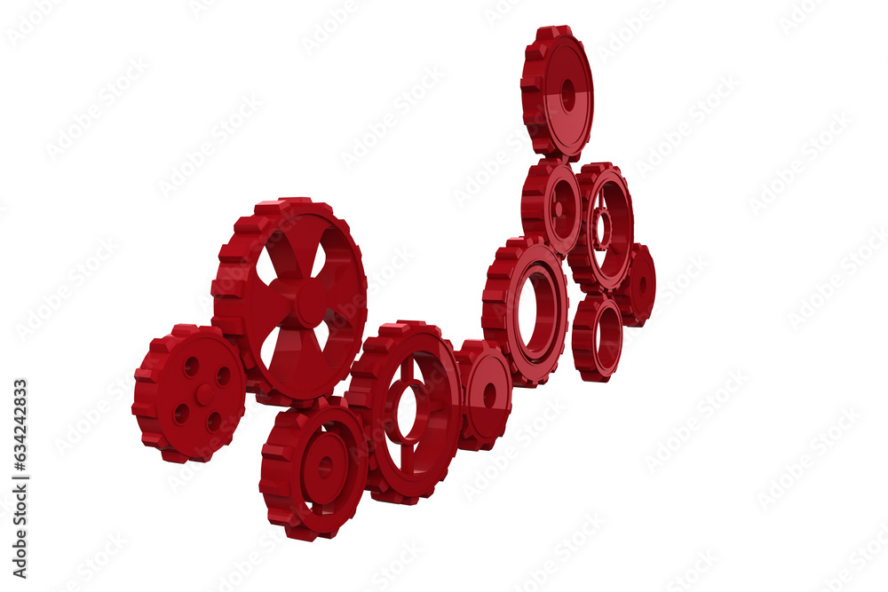 Digital png illustration of interlocking red cogs on transparent ...