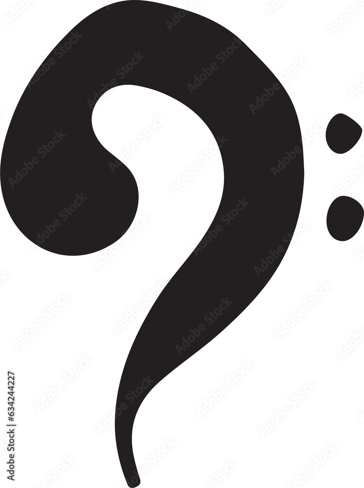 Digital png illustration of musical bass clef symbol in black on ...