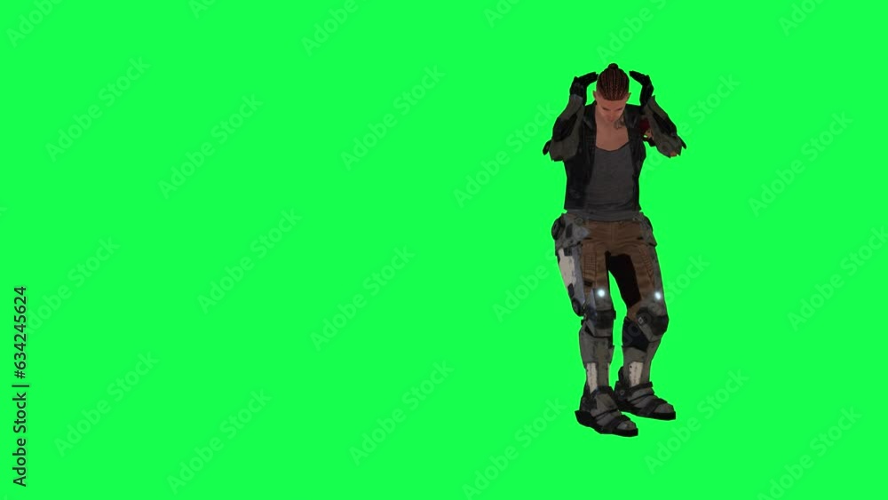 Injured 3d military soldier man running from left angle on green screen ...