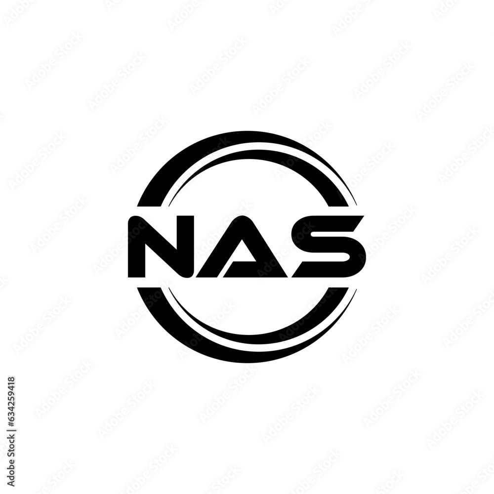 NAS letter logo design with white background in illustrator, vector ...