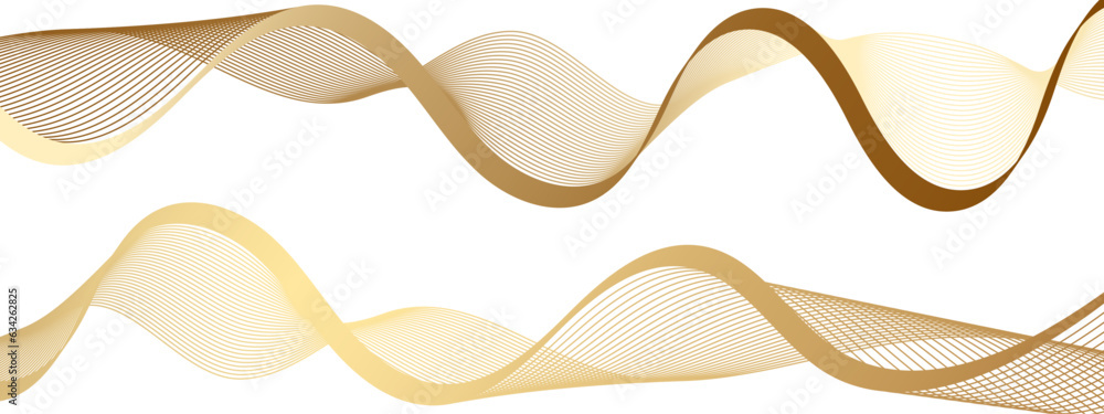 abstract gold wave lines on white background. Luxury shiny gold wave ...
