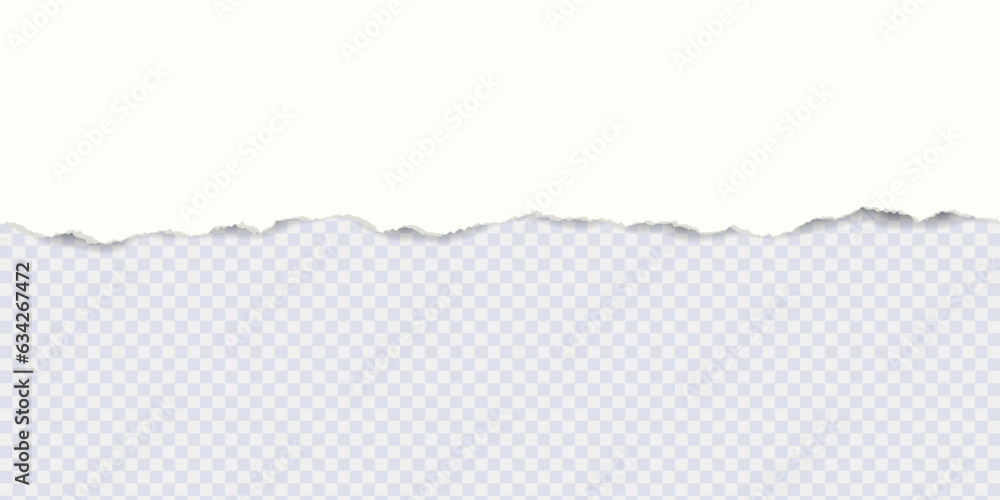 Seamless pattern of horizontal white torn stripes paper with torn adges ...