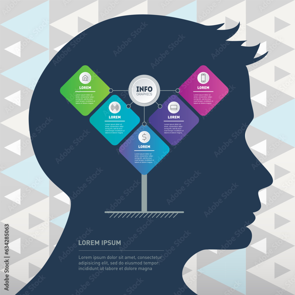 Diagram. Business presentation concept with five options. Vector ...