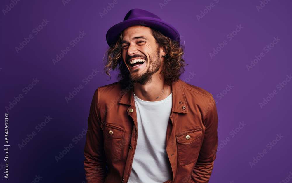 Happy ultra young handsome man, who is smiling and laughing, wearing ...