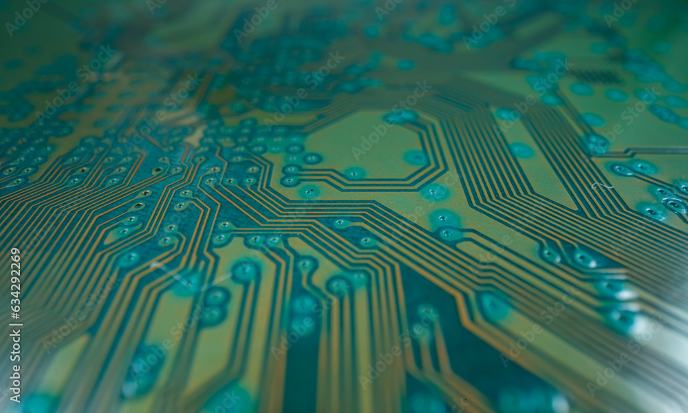 Circuit board. Technological electronic plate with roads and other ...