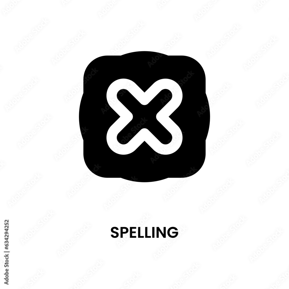 Spelling icon in black fill style. Design element of International ...