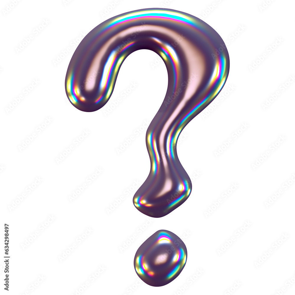 3d Holographic Liquid Question Mark Stock Illustration | Adobe Stock