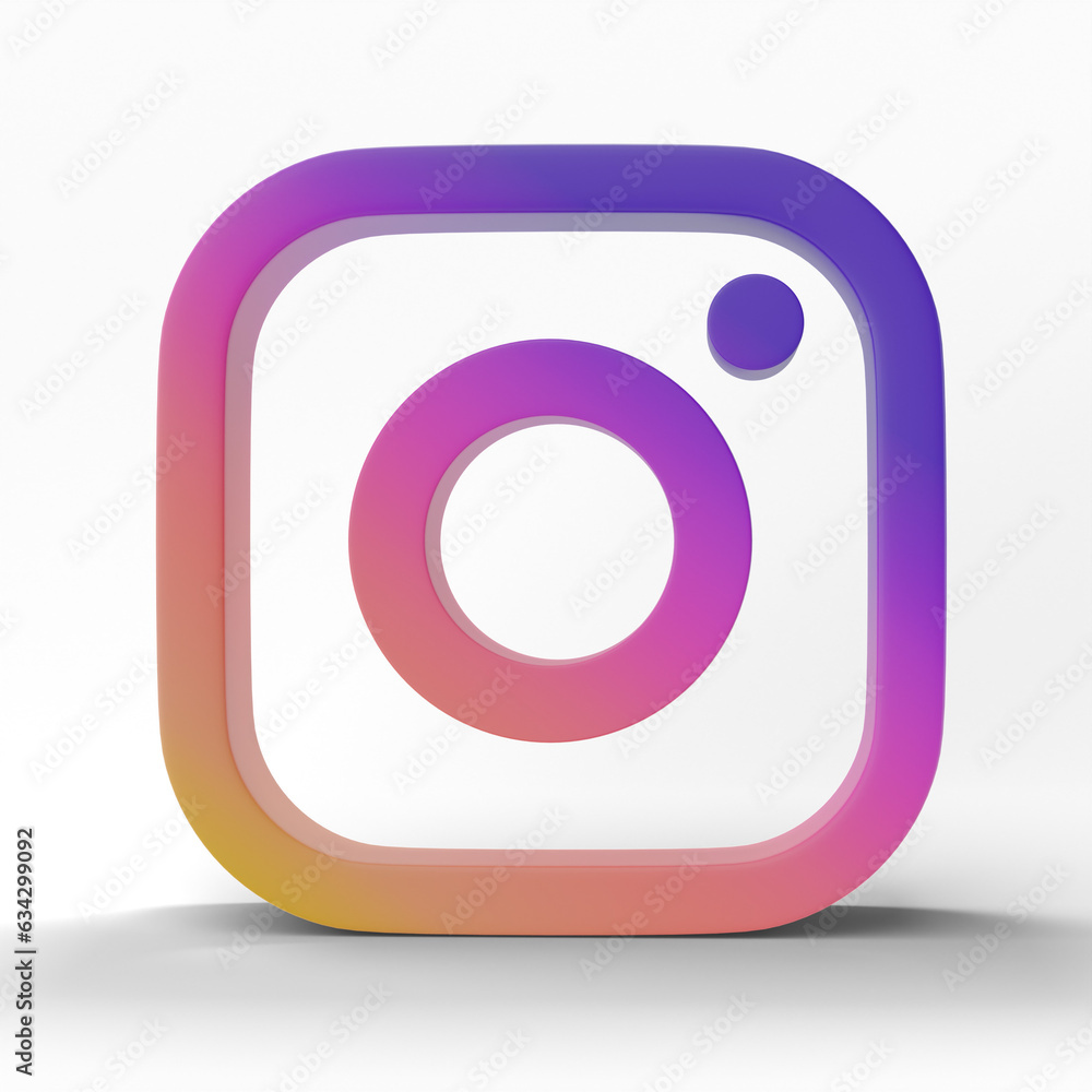 3D render, instagram logo icon isolated on transparent background ...