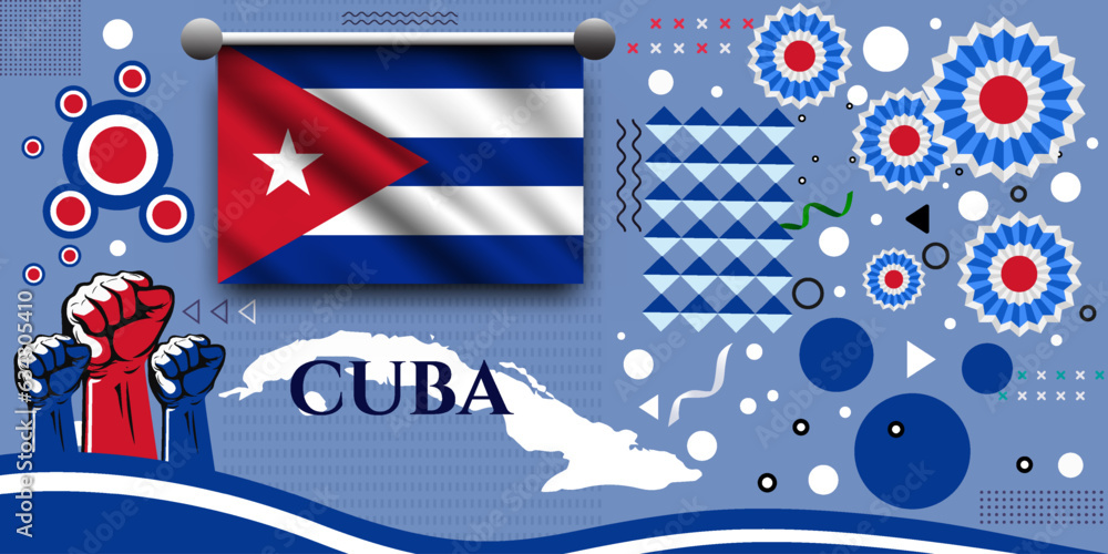 Cuba banner for national day with abstract modern design. Cuba flag and ...