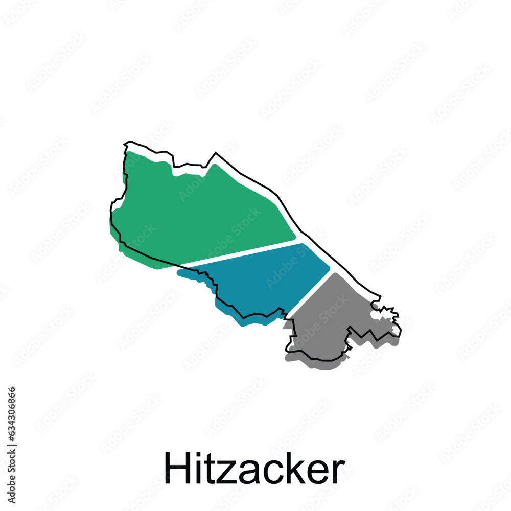 map of Hitzacker vector design template, national borders and important ...