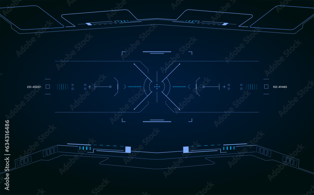 HUD futuristic cockpit, aiming, drone interface screen element. High ...