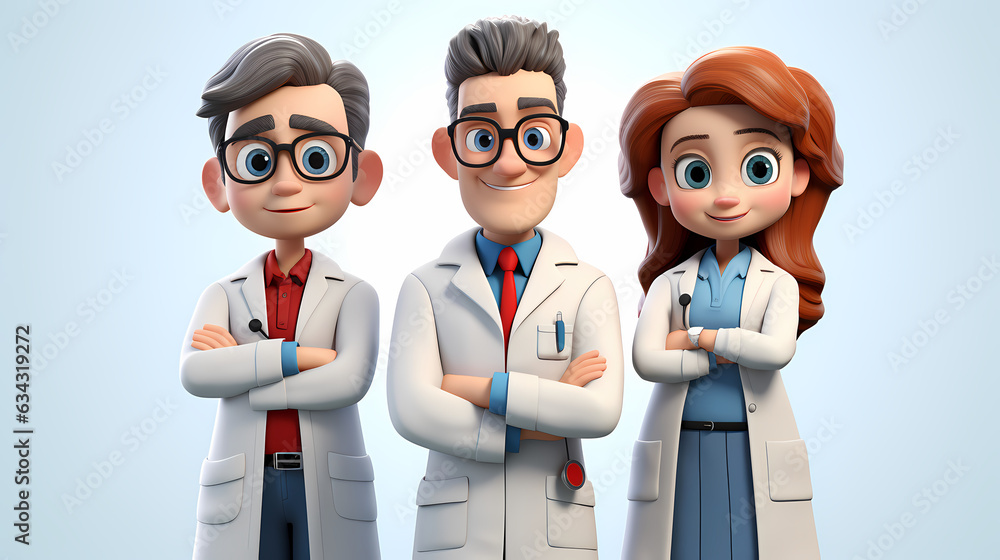 Doctor, Nurse, Medical team, Cartoon character, holding medical card ...