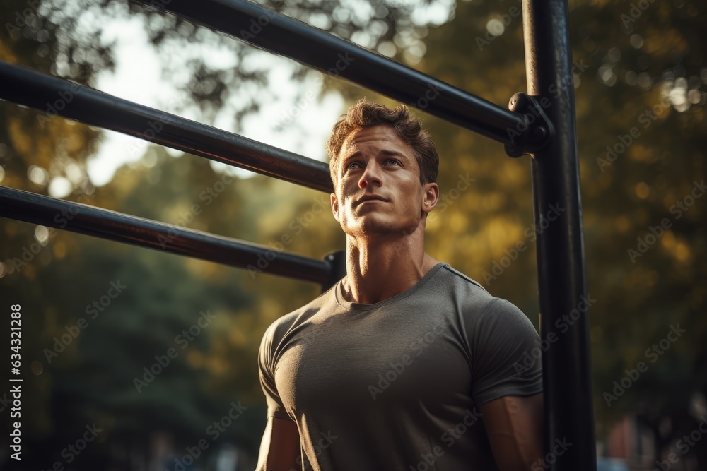 Young Man Working Out in an Outdoor Gym - AI Generated Stock Photo ...